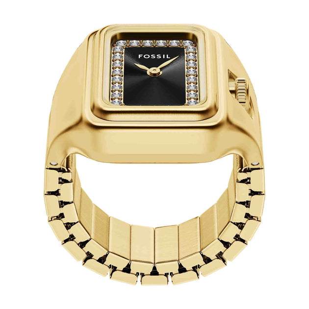 Fossil Raquel Watch Ring Two-Hand Black Gold SS | Watches.com