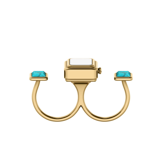 Fossil Raquel Watch Ring Gold Turquoise | Watches.com