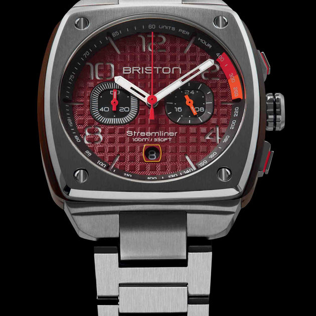 Briston Streamliner Gentleman Driver Chrono Steel Red | Watches.com