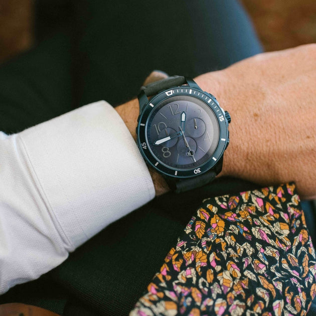 California Watch Co. Mavericks Chrono Leather Deep Blue Gray | Watches.com