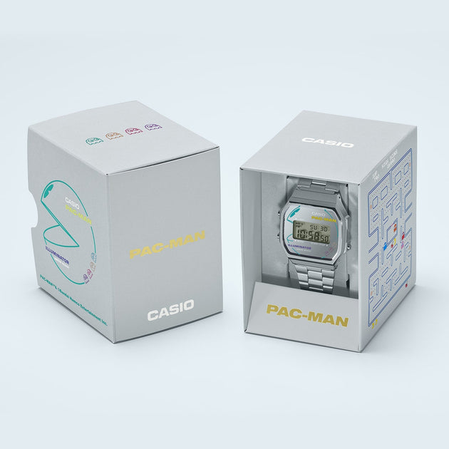 Casio Vintage A168WE Pac-Man Anniversary Digital Silver | Watches.com