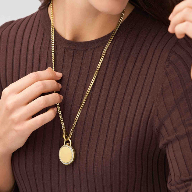 Fossil Jacqueline Gold Crystal Watch Locket | Watches.com