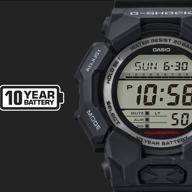 G-Shock GD010 10 Year Battery Digital All Black | Watches.com