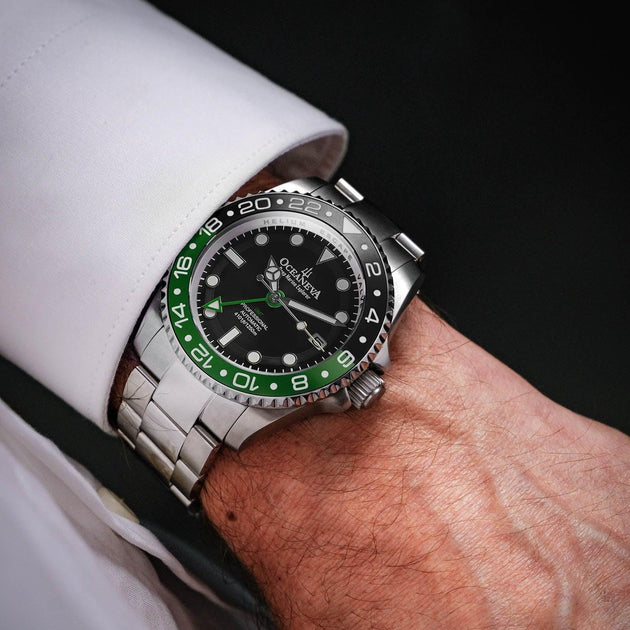 Oceaneva Deep Marine Explorer GMT Automatic 1250M Pro Diver Green Blac ...