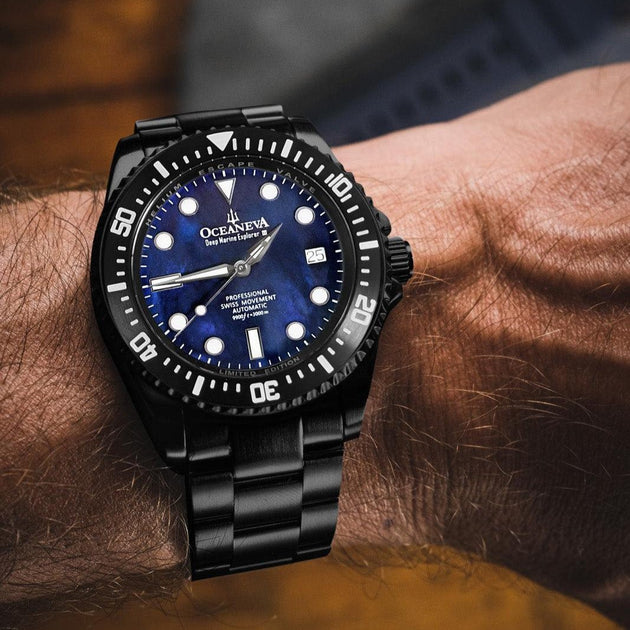 Oceaneva Deep Marine Explorer III Automatic 3000M Pro Diver Black Navy ...