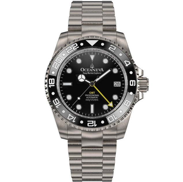 Oceaneva Titanium Deep Marine Explorer GMT 1250M Black Gray – Watches.com