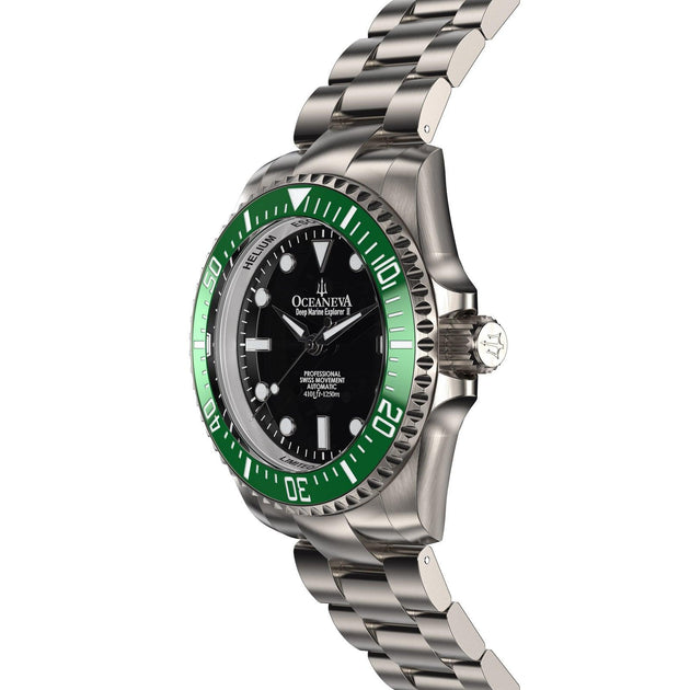 Oceaneva Titanium Deep Marine Explorer II Automatic 1250M Black Green ...