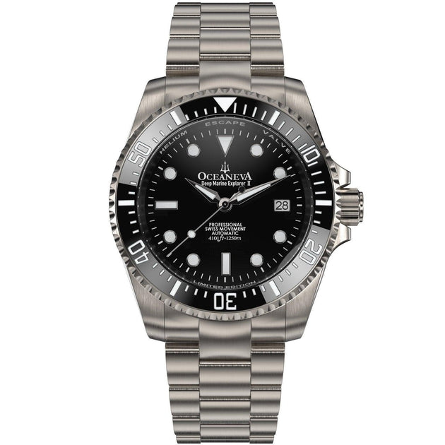 Oceaneva Titanium Deep Marine Explorer II Automatic Pro Diver Black Li ...