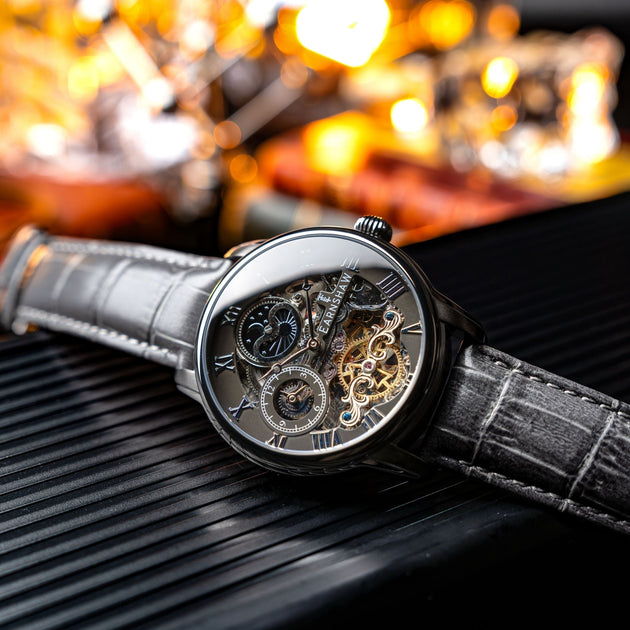 Longitude Automatic Skeleton Black Steel – Watches.com