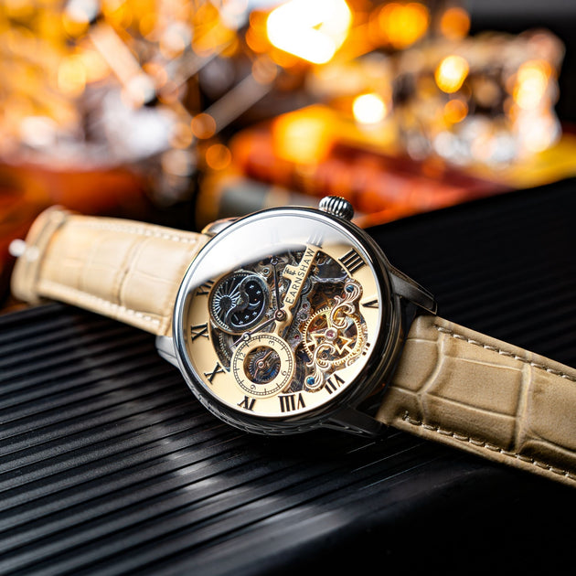 Thomas Earnshaw Longitude Automatic Skeleton Chicory Brown – Watches.com