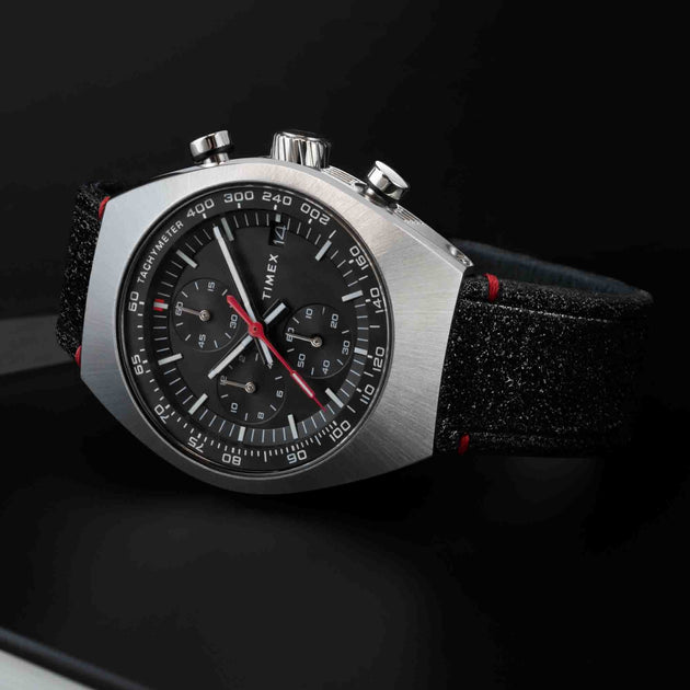 Timex Legacy Tonneau Chronograph 42mm Silver Black | Watches.com