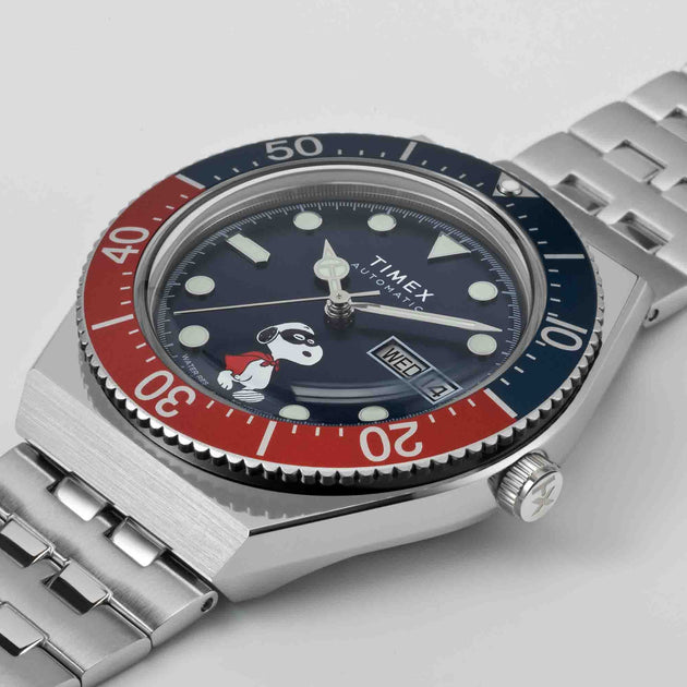 Timex M79 Automatic x Peanuts Masked Marvel Snoopy 40mm Blue | Watches.com