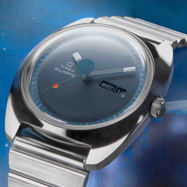 Timex Q 1975 Enigma Reissue 37mm Blue SS | Watches.com