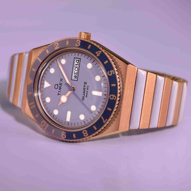 Timex Q 36mm Rose Gold Purple SS | Watches.com