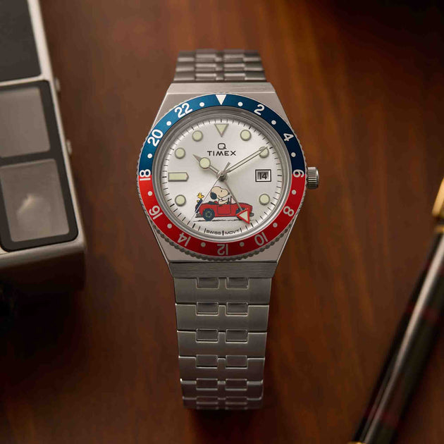 Timex Q x Peanuts GMT 38mm White SS | Watches.com