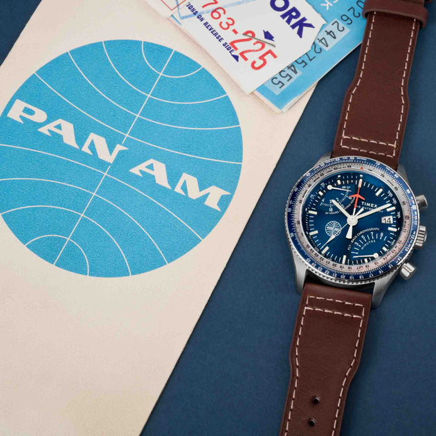 Timex x Pan Am Fly Back Chronograph 43mm Blue | Watches.com