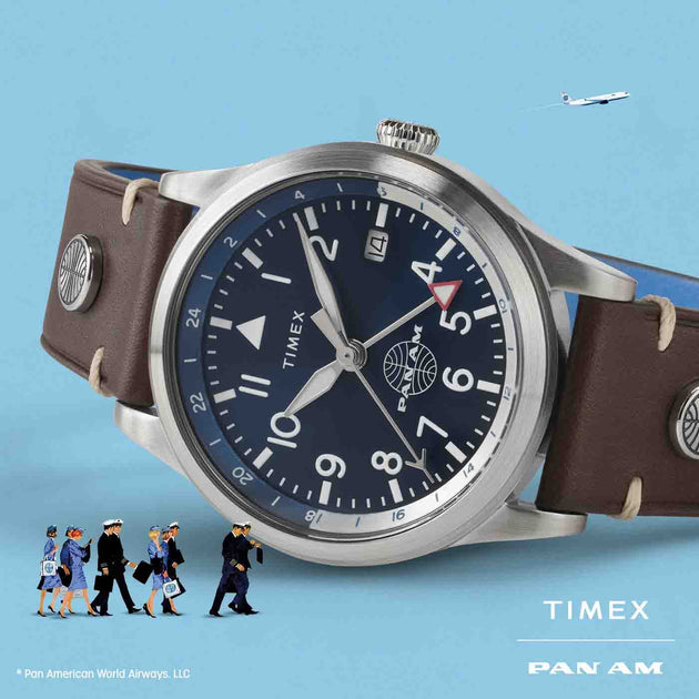 Timex x Pan Am Waterbury GMT 39mm Blue | Watches.com