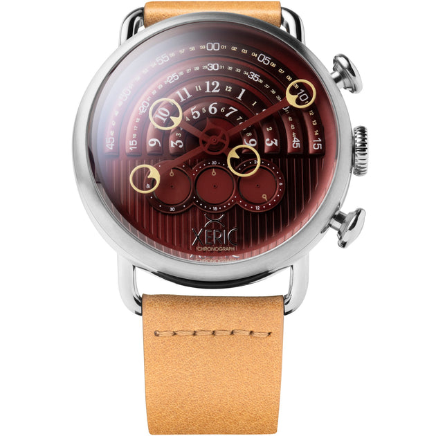 Xeric Halograph Chrono Sapphire Silver Oxblood | Watches.com