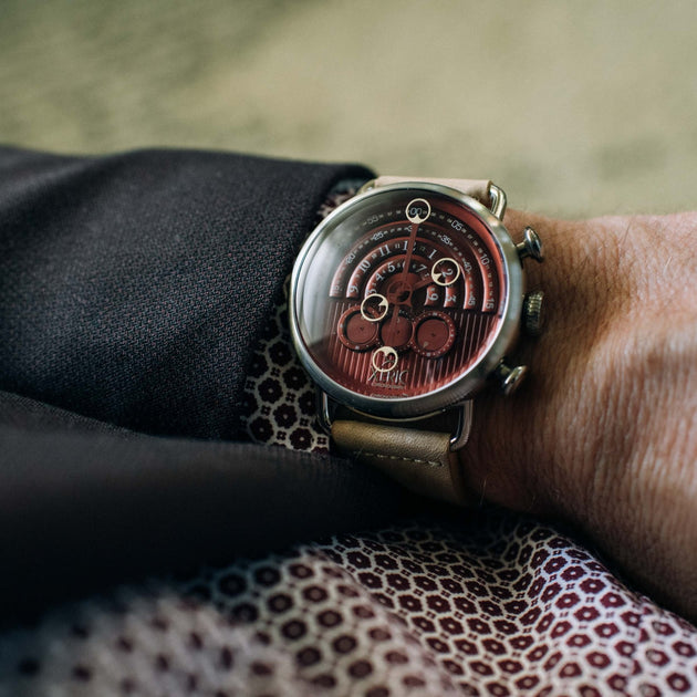 Xeric Halograph Chrono Sapphire Silver Oxblood | Watches.com