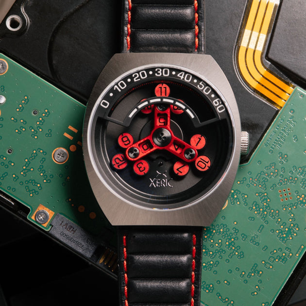 Xeric Scrambler Automatic Wandering Hour Silver Black Red | Watches.com